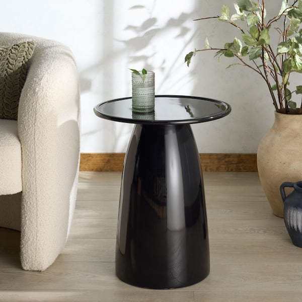 SAFAVIEH Stephan 18 in. Black Round Concrete End Table SFV2617A - The ...