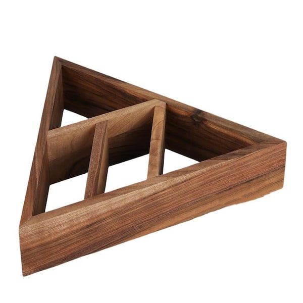 13 in. W x 2.8 in. D Brown Wooden Triangle Floating Shelves Decorative ...