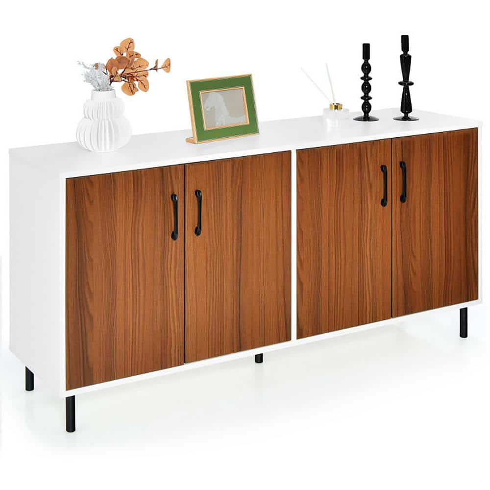 Boyel Living White Wood 58 in. 4-Door Kitchen Buffet Sideboard for ...