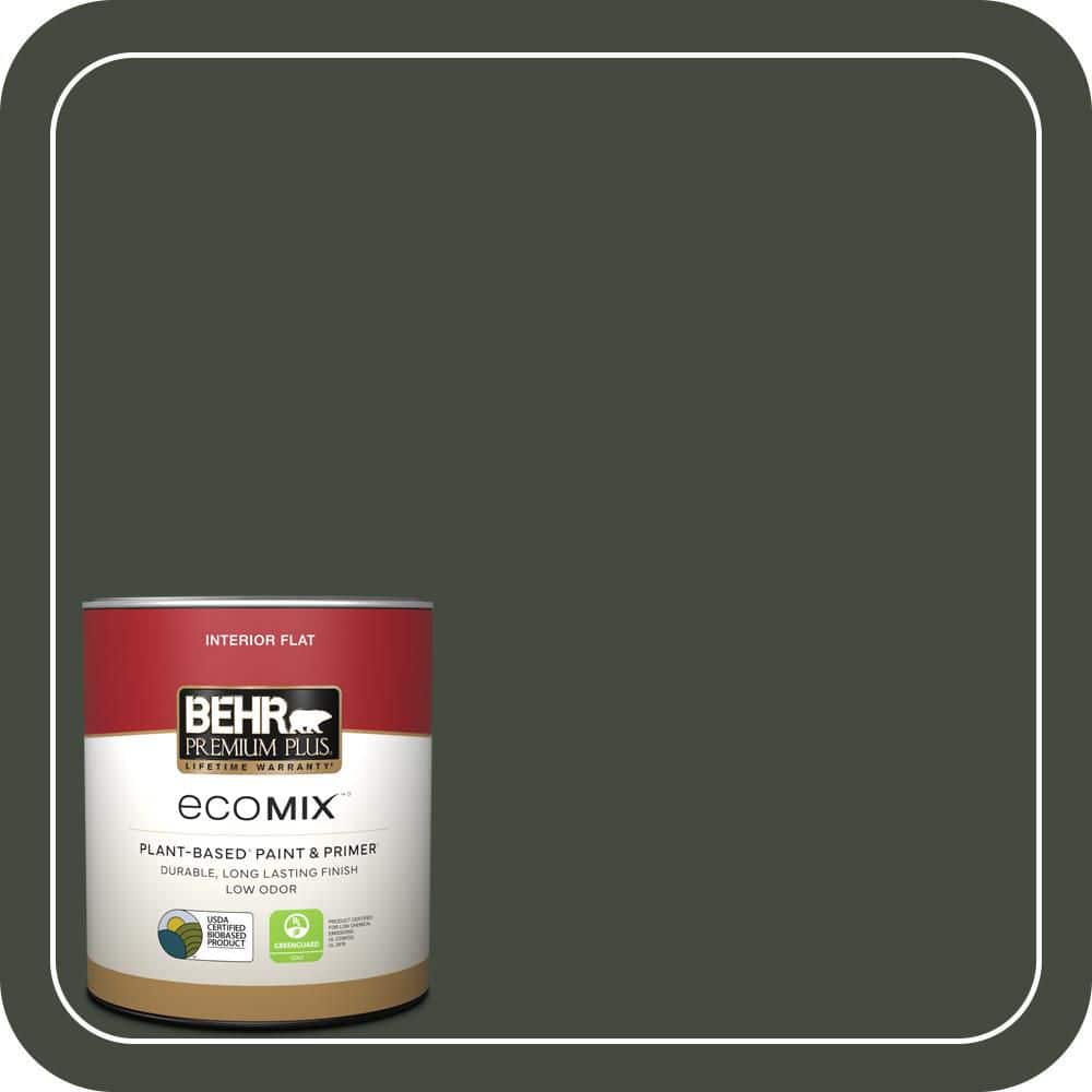 BEHR PREMIUM PLUS 1 qt. #BXC-12 Deep Forest Flat EcoMix Plant-Based ...