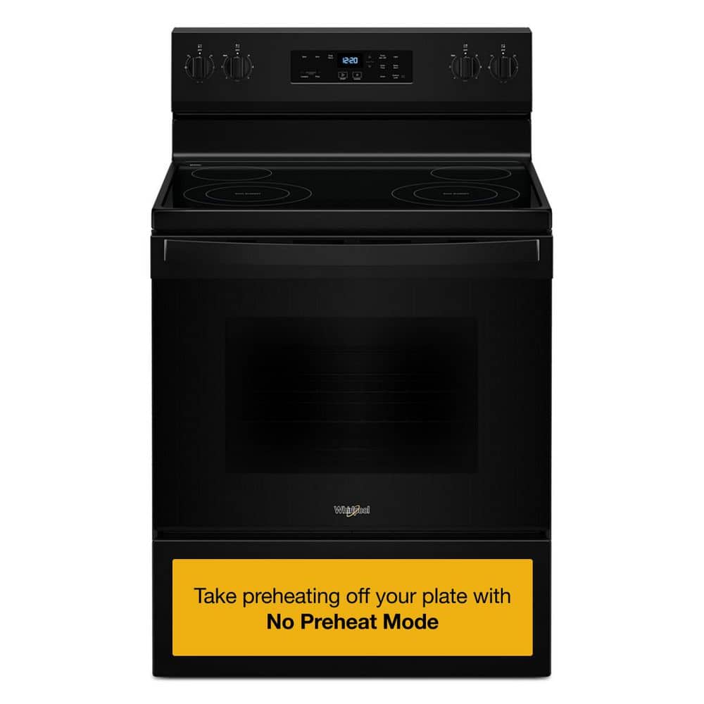 Whirlpool 30 in. 4 Burner Element Freestanding Electric Range in Black ...