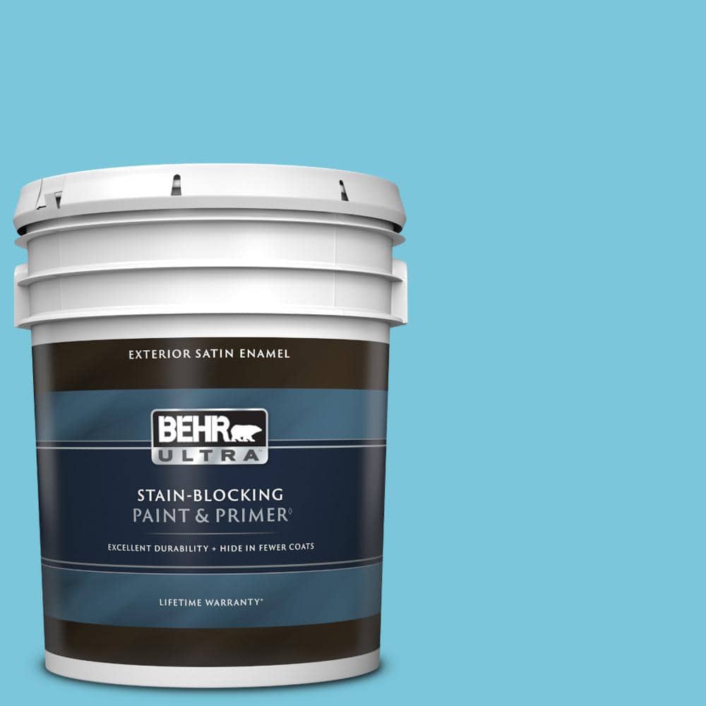 BEHR ULTRA 5 gal. #520B-4 Water Flow Satin Enamel Exterior Paint ...