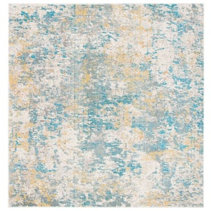 SAFAVIEH Madison Teal/Gold 8 ft. x 10 ft. Geometric Abstract Area Rug ...