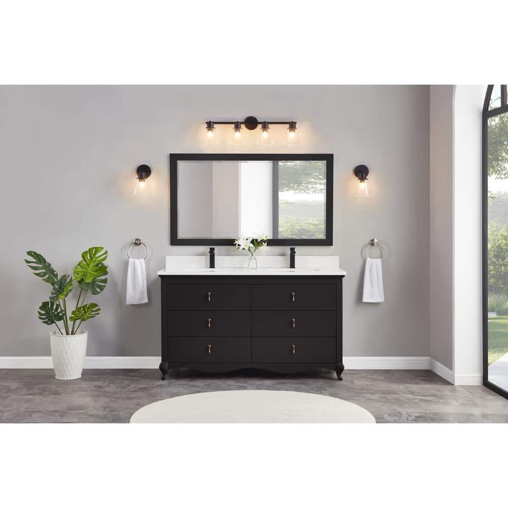 Legion Furniture WS2512-60-TB 60 in. Double Sink Sink Vanity Tricorn Black Bath Vanity with ...
