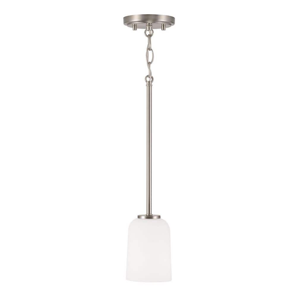HOMEPLACE LIGHTING Lawson 5 in. W x 6 in.H 1-Light Pendant in Brushed ...