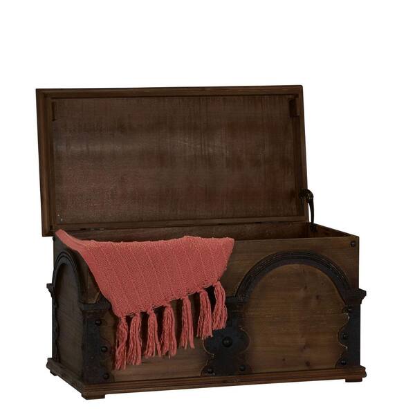 HOUSEHOLD ESSENTIALS 12.5 in. x 24 in. Brown Arch Trunk 9557-1 - The ...