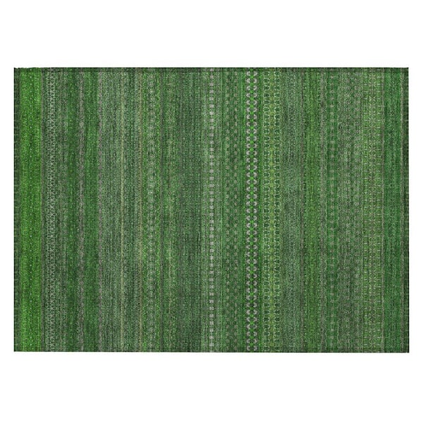 HomeRoots Fern Green 2 ft. x 3 ft. Woven Striped Polyester Rectangle ...