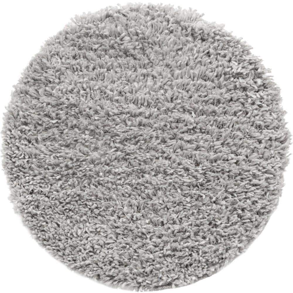 Unique Loom Davos Shag Sterling 2 ft. Round Area Rug 3153321 - The Home ...