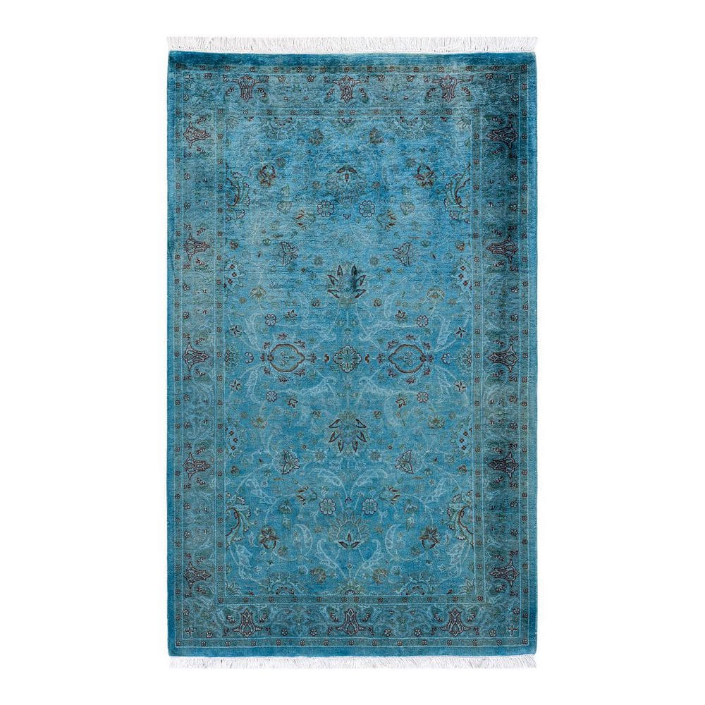 Chloe & Olivia Home Overdyed Blue 3 ft. 2 in. x 5 ft. Wool Indoor Area ...