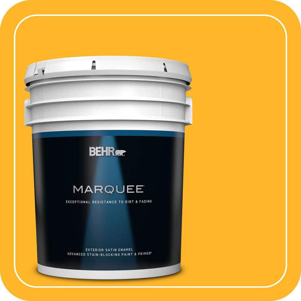 BEHR MARQUEE 5 gal. #P260-7 Extreme Yellow Satin Enamel Exterior Paint ...