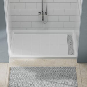 AZUPIN 32 in. L x 60 in. W Alcove Shower Pan Base with Left Hand Drain ...