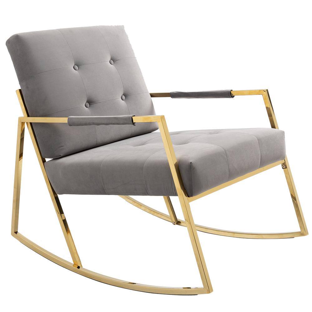 MOJAY Grey Velvet Rocking chair with Stainless steel feet WH-202200886 ...