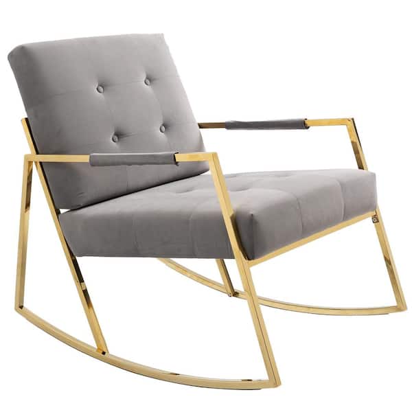 MOJAY Grey Velvet Rocking chair with Stainless steel feet WH-202200886 ...