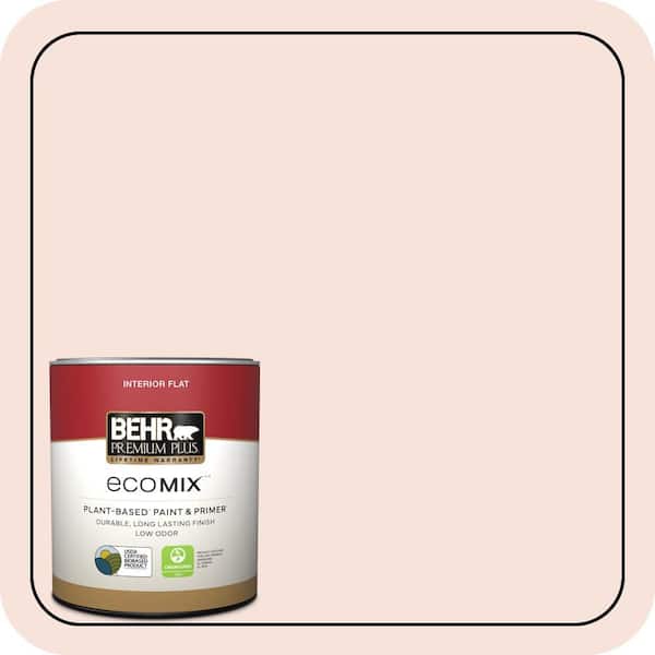 BEHR PREMIUM PLUS 1 qt. #210C-1 Angel Blush Flat EcoMix Plant-Based ...