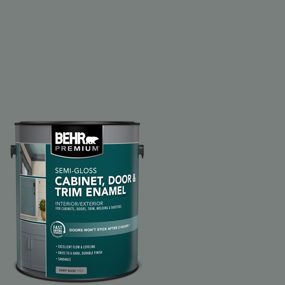 BEHR PREMIUM 1 gal. #PPU25-18 Shutter Gray Semi-Gloss Enamel Interior ...