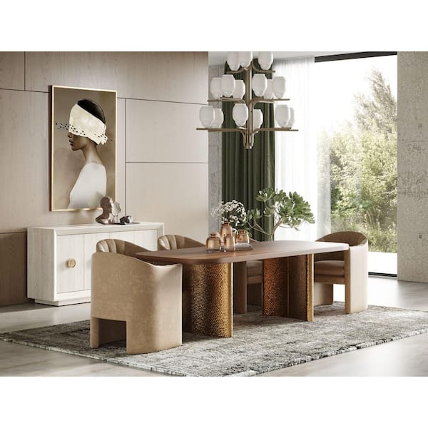 MR MODREST Modrest Marjorie Modern Walnut and Brushed Gold Wood 43 in ...
