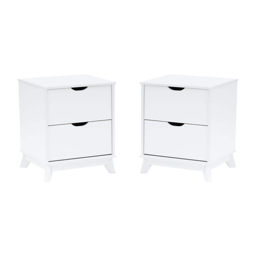 Linon Home Decor Pheba White 2-Drawer Nightstand (Set of 2) THD04934 ...