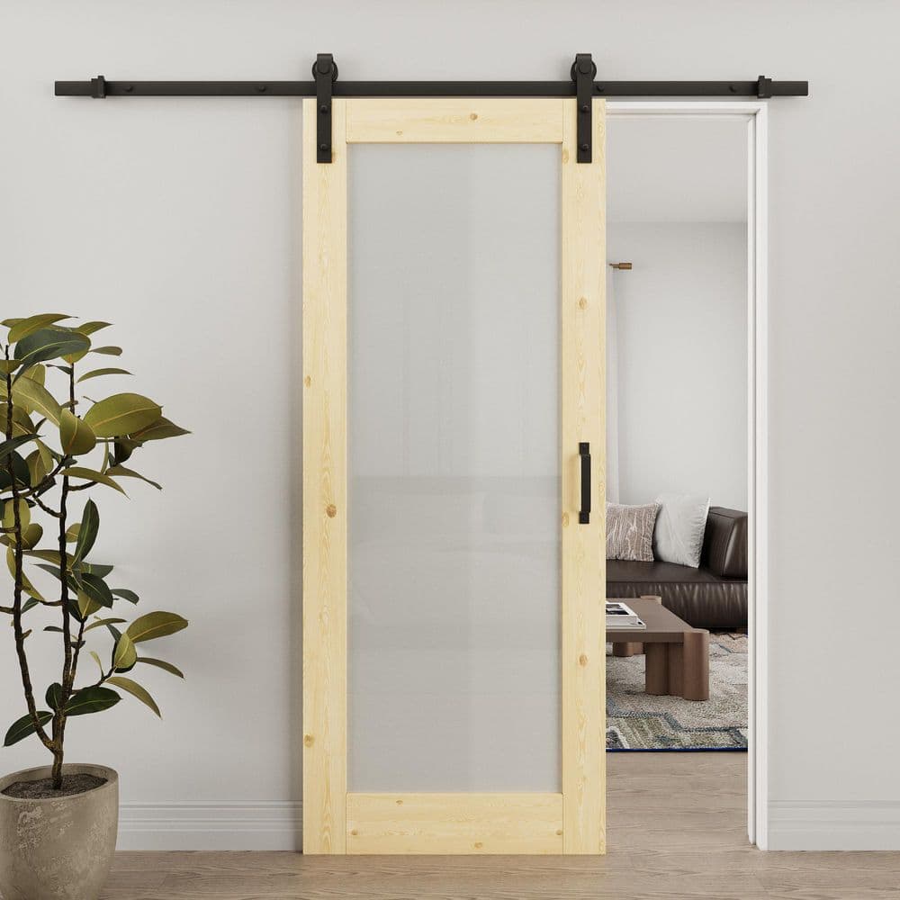 ARK DESIGN 32 in. x 80 in. 1-Lite Tempered Frosted Glass Unfinished ...
