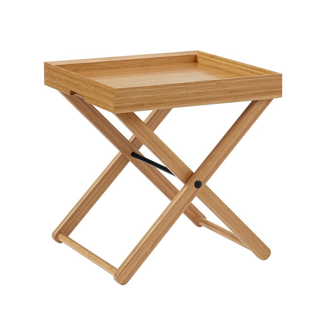 Tripp Brown Natural Bamboo Serving Trays Table 19 in. D x 19 in. W x 21 ...