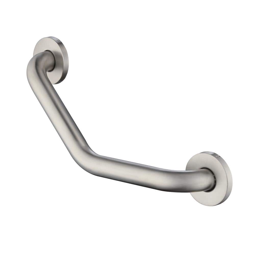Glacier Bay 8 in. x 8 in. x 1 1/4 in. Angled Grab Bar in Brushed ...