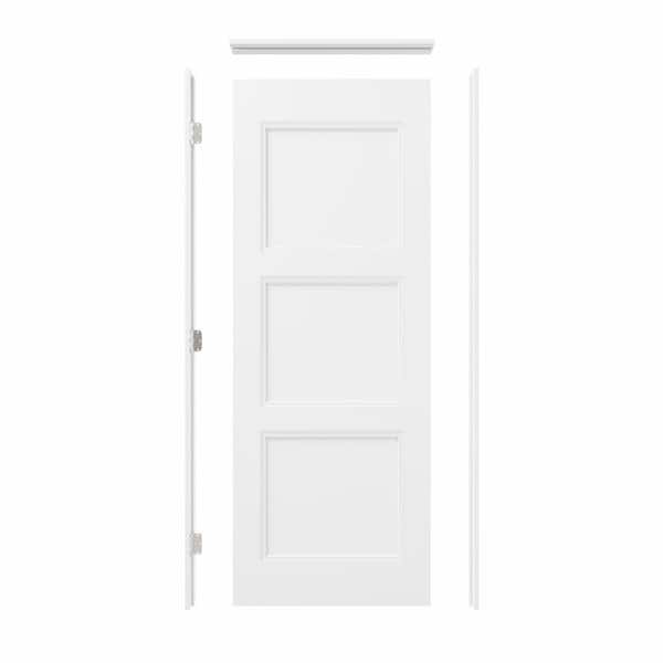 ARK DESIGN 32 in. x 80 in. 3-Panel Right-Handed Painted Solid Core Wood ...