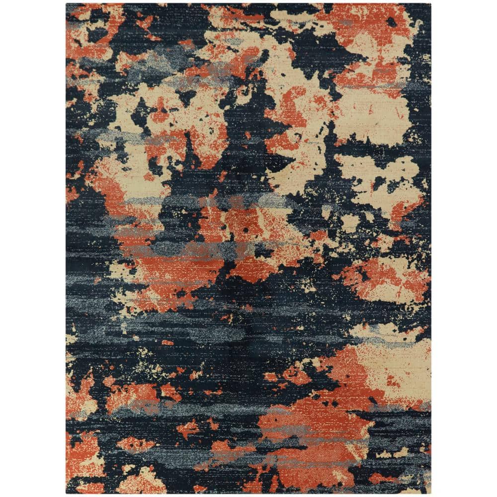 BALTA Olsen Navy/Burnt Orange 8 ft. x 10 ft. Abstract Area Rug-3011882 ...