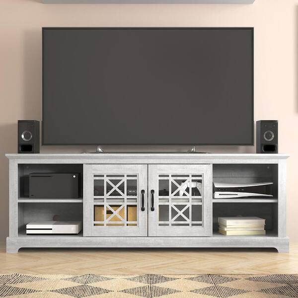 GALANO Isadora 68.2 in. Dusty Gray Oak TV Stand Fits TV's up to 75 in ...