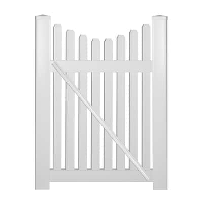 Weatherables Richmond 3 ft. H x 6 ft. W White Vinyl Picket Fence Panel ...