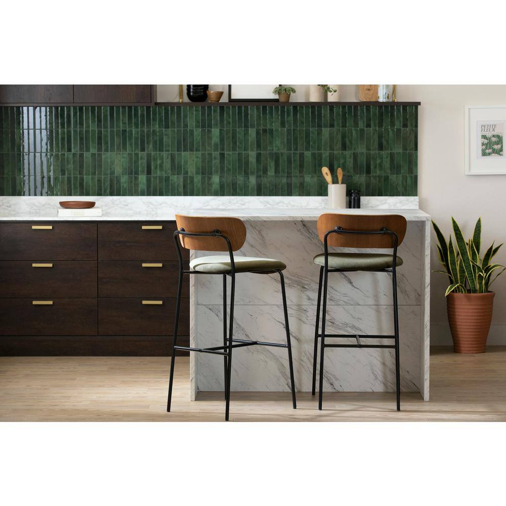 South Shore Hype 29.25 in. Olive Green and Brown high back wood Bar ...