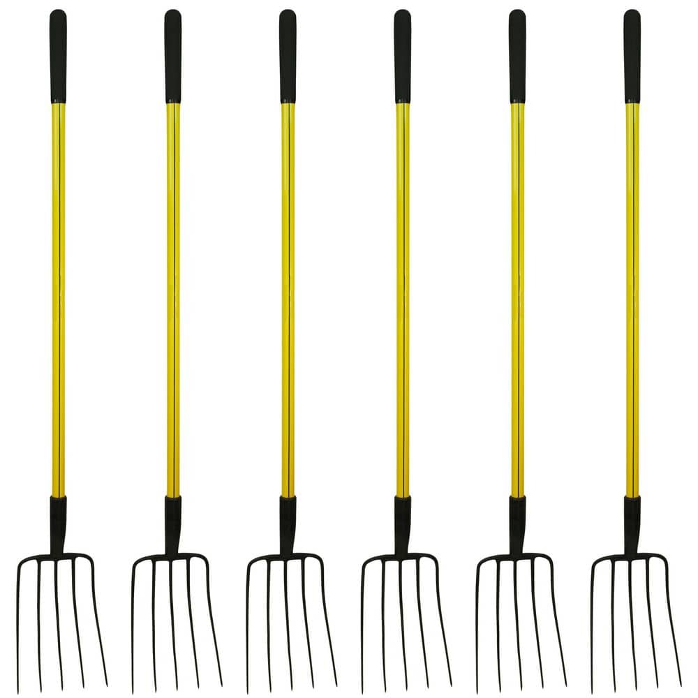 Nupla 54 in. Classic Fiberglass Heavy-Duty 5-Tine Garden Fork with ...