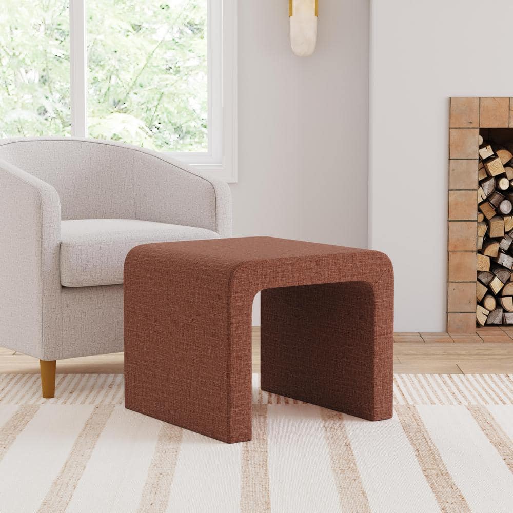 Homepop Arch Rust Chenille Square Decorative Ottoman K8787-B323 - The ...