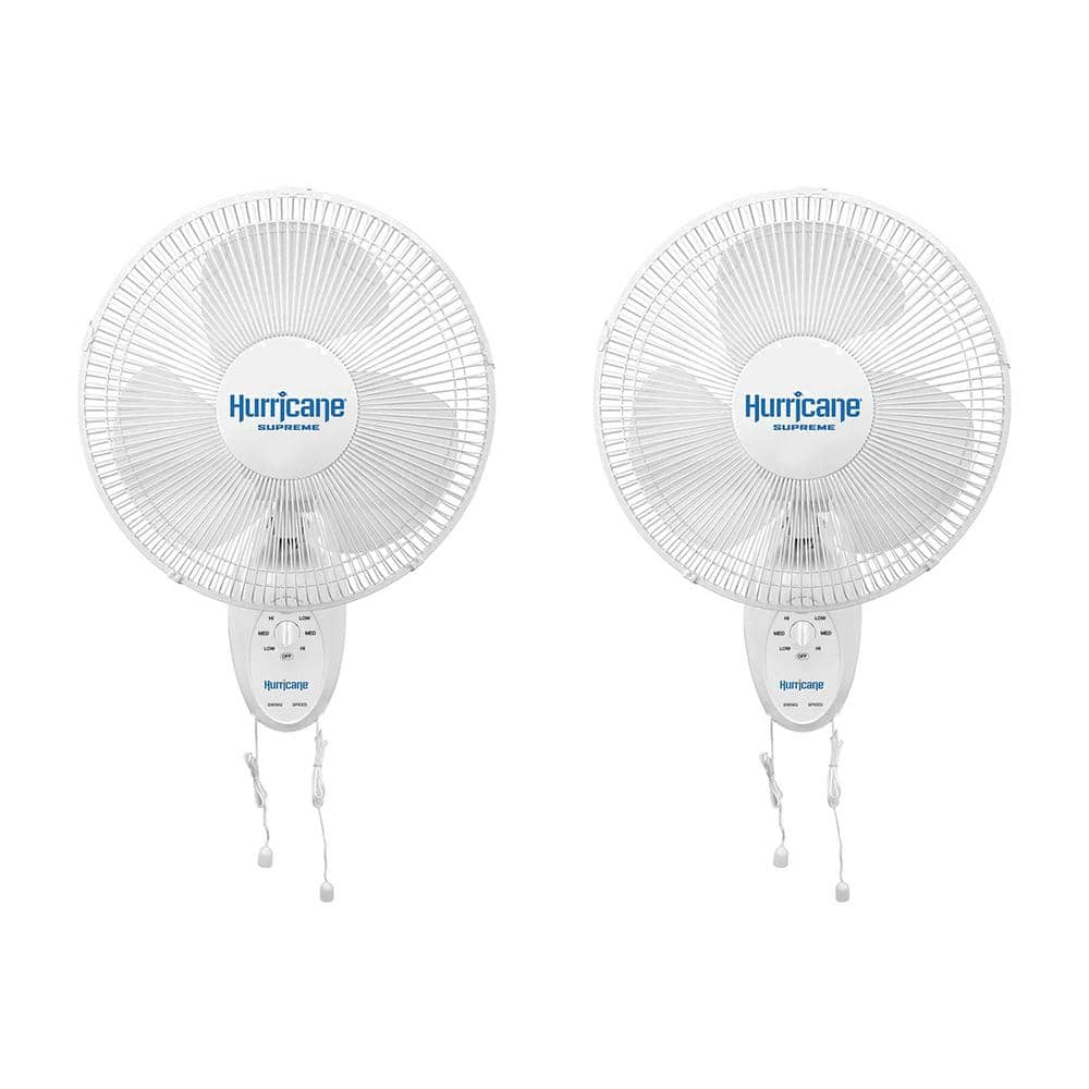 Hurricane 12 in. 3 Fan Speeds Wall Fan in White with 90-Degree ...