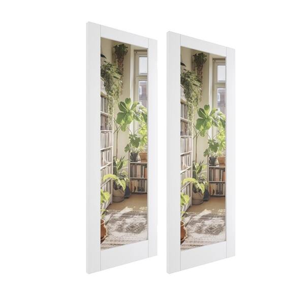 Reviews for TENONER 60 in. x 80 in. Double 30 in. Doors MDF, Painted, 1-Lite, Mirrored Glass ...