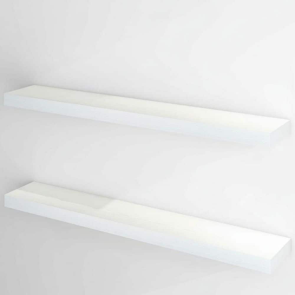 48 in. W x 7 in. D White Floating Shelves with Invisible Brackets ...