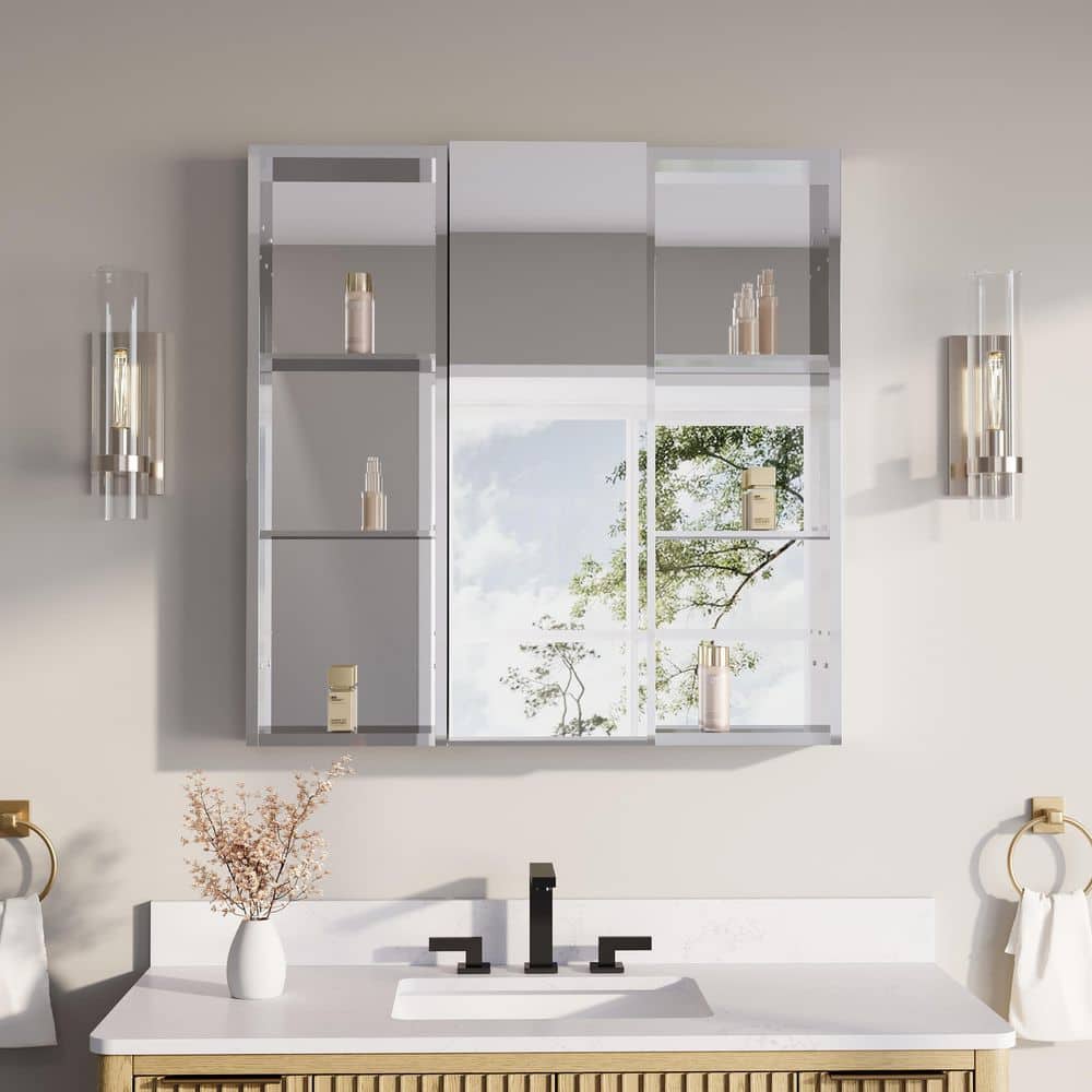 ANGELES HOME 36 in. W x 36 in. H Square Combo Recess/Surface Mount ...