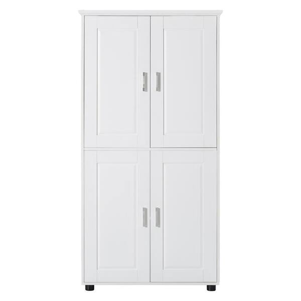 Tenleaf 31 in. W x 16 in. D x 62 in. H White MDF Freestanding Linen ...
