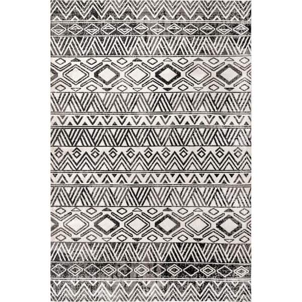 nuLOOM Lucci Machine Washable Aztec Gray 5 ft. x 8 ft. Area Rug LPKV05A ...