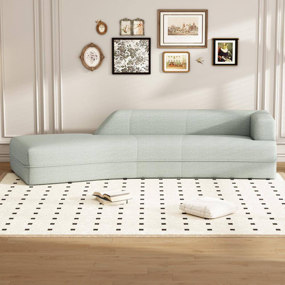 Harper & Bright Designs 109.4 in. Green Modern Minimalist Curved Boucle ...