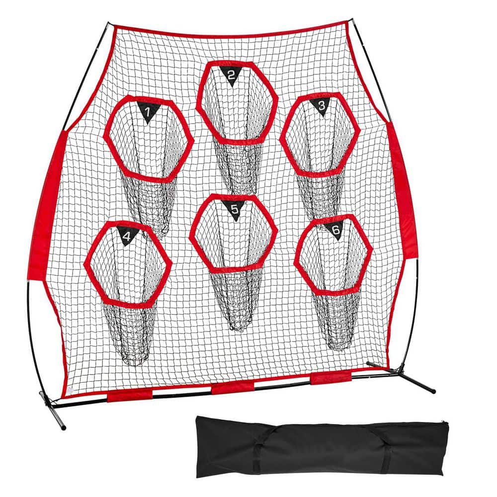 SKYSHALO 8 x 8 ft. Football Trainer Net with 6 Target Pockets, Knotless ...