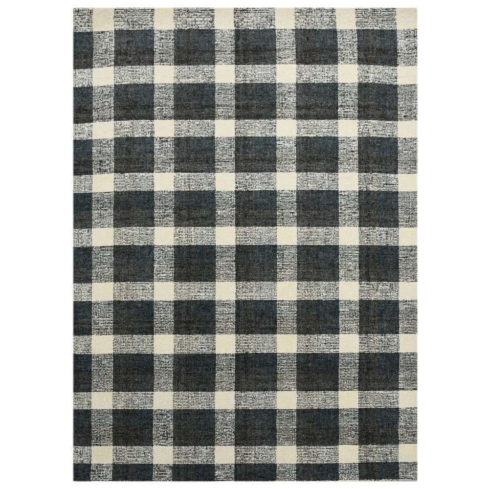 Amer Rugs Tartan 8 x 10 Charcoal Plaid Pattern Area Rug for High ...