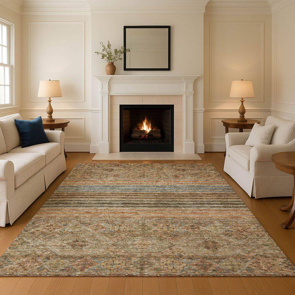 Addison Rugs Mayfield Premium Machine Washable Abstract AMF1641 Copper ...