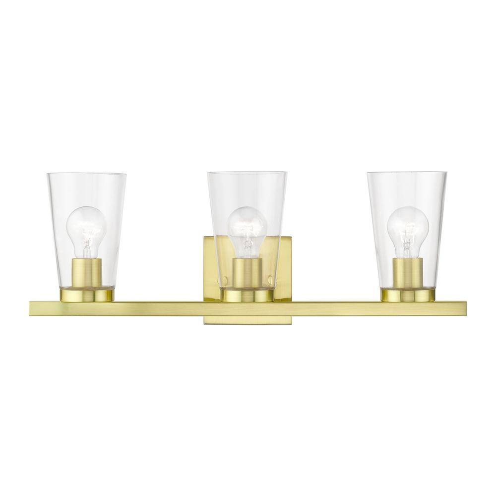 Livex Lighting Cityview 22.5 in. 3-Light Satin Brass Vanity Light with ...