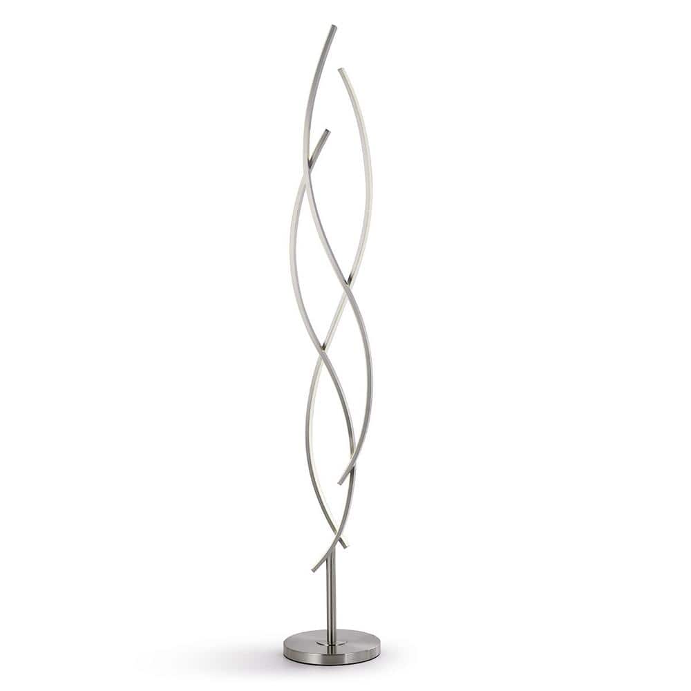 HomeGlam Swave 63 in. Brushed Nickel LED Floor Lamp HG3233F-BN - The ...