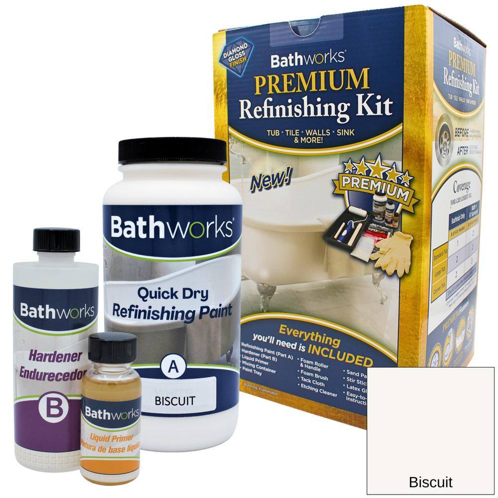 BATHWORKS 20 Oz. Premium Quick-Dry Tub and Tile Refinishing Kit Biscuit ...