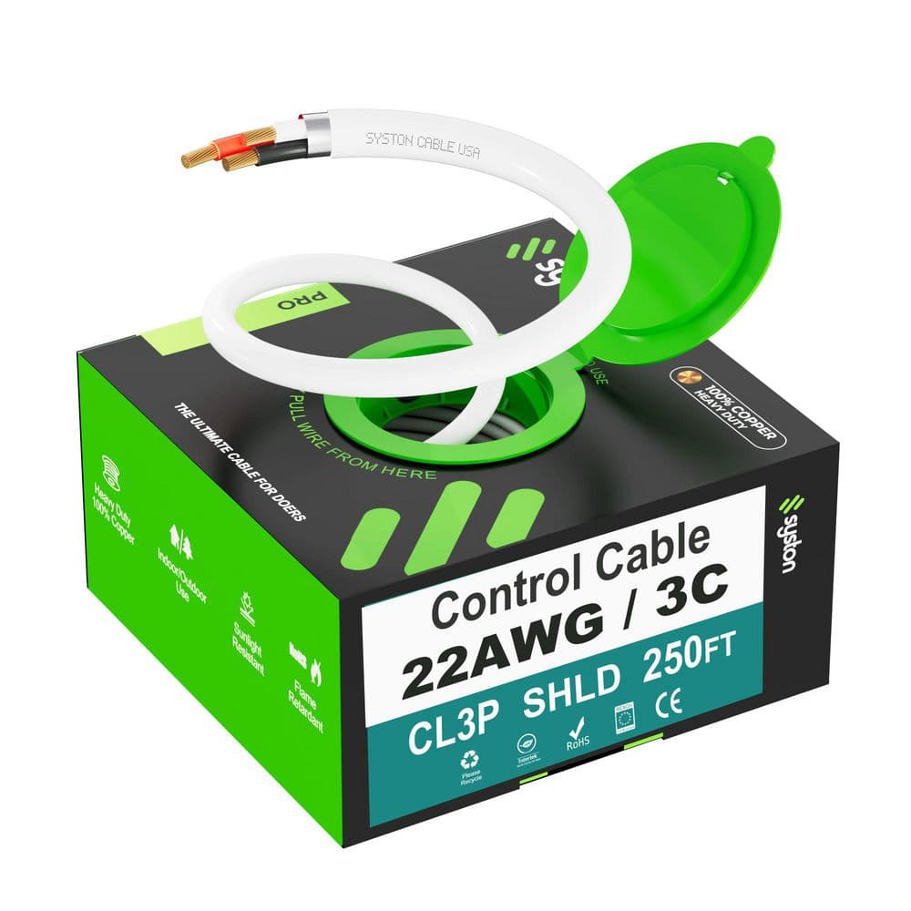 Syston Cable Technology 250 ft. 22/3 White CMP/FPLP/CL3P Plenum Rated ...