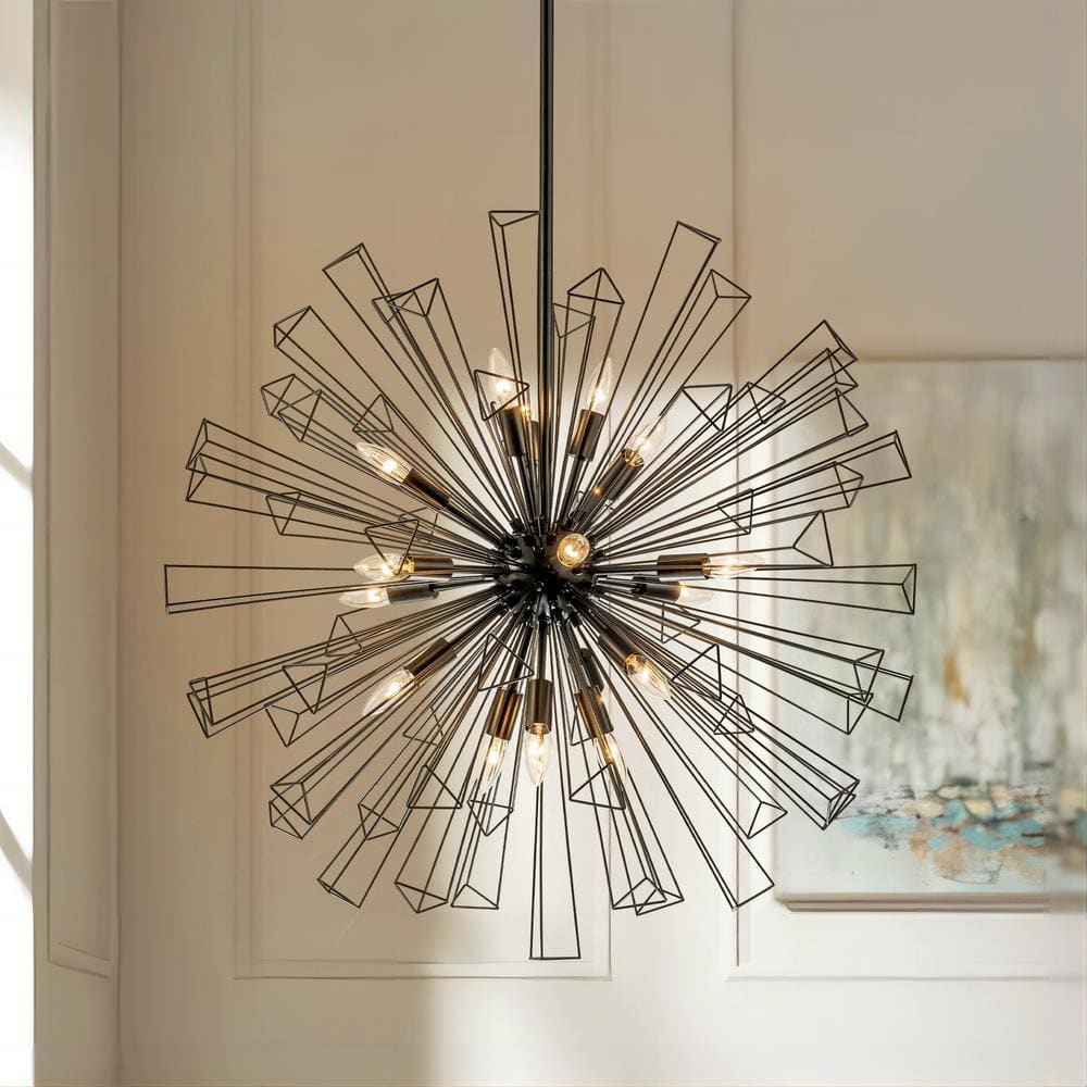 Rennnsan Mariah 18-Light Black Sputnik Sphere Oversized Chandelier ...