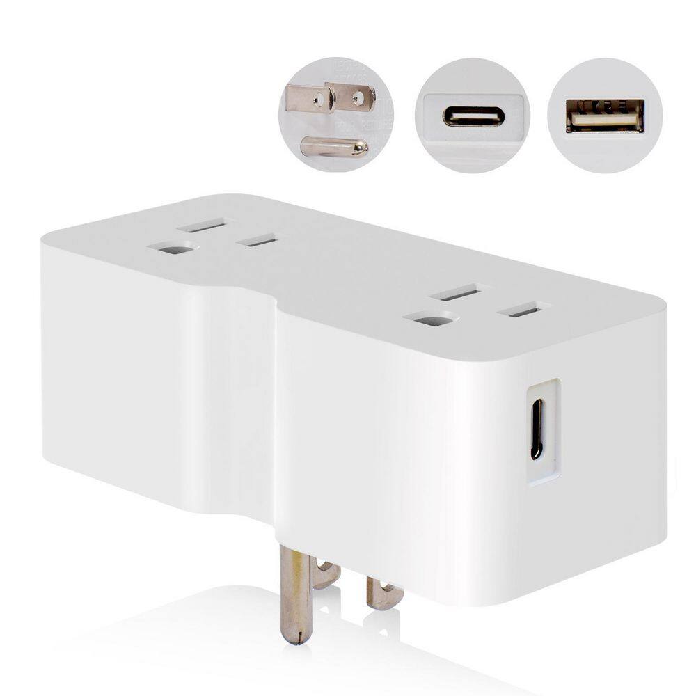 Buy 3 Prong Outlet Extender with Type C and Type A USB Wall Charger ...