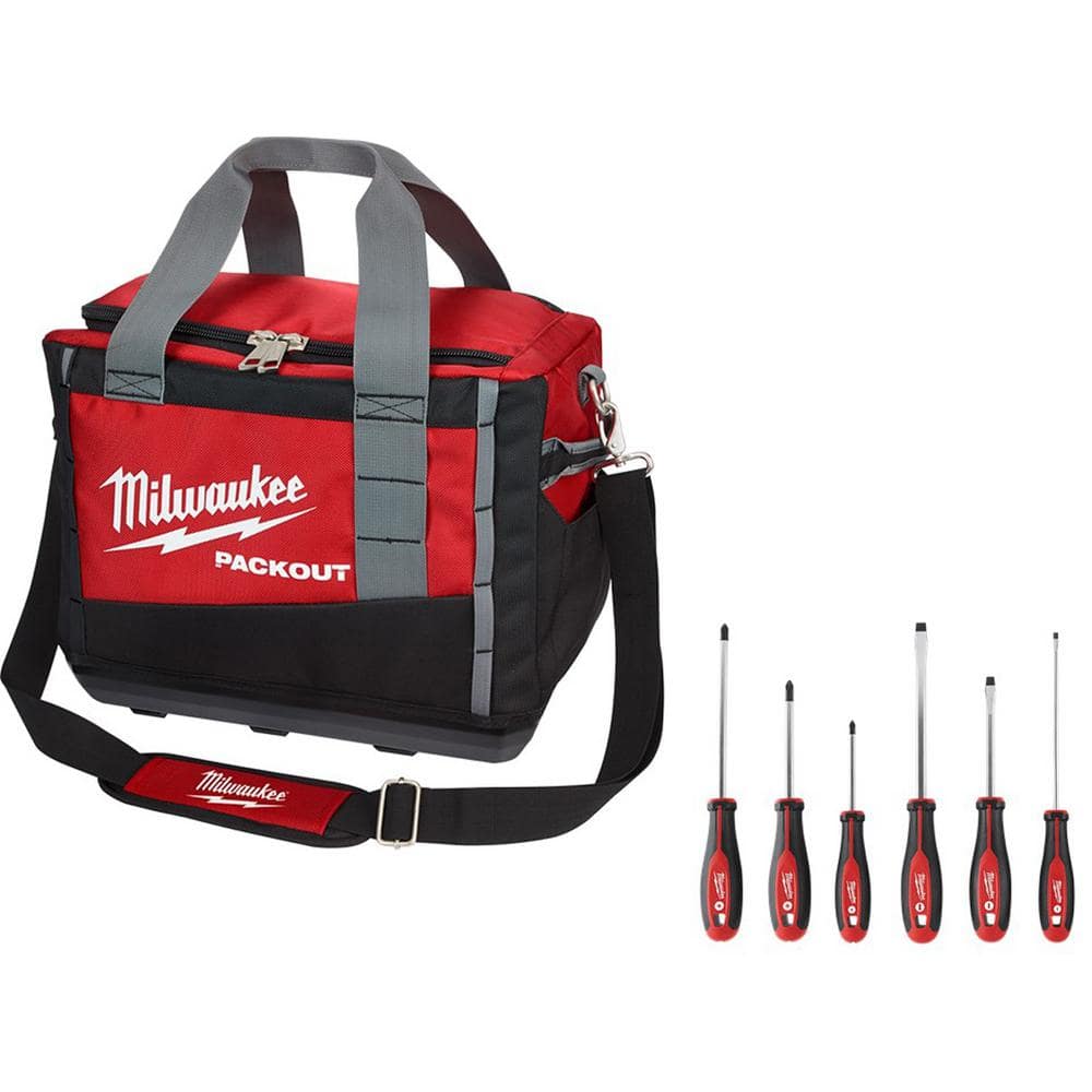 Milwaukee 15 in. PACKOUT Tool Bag/Tote with 6-Piece Screwdriver Set 48 ...