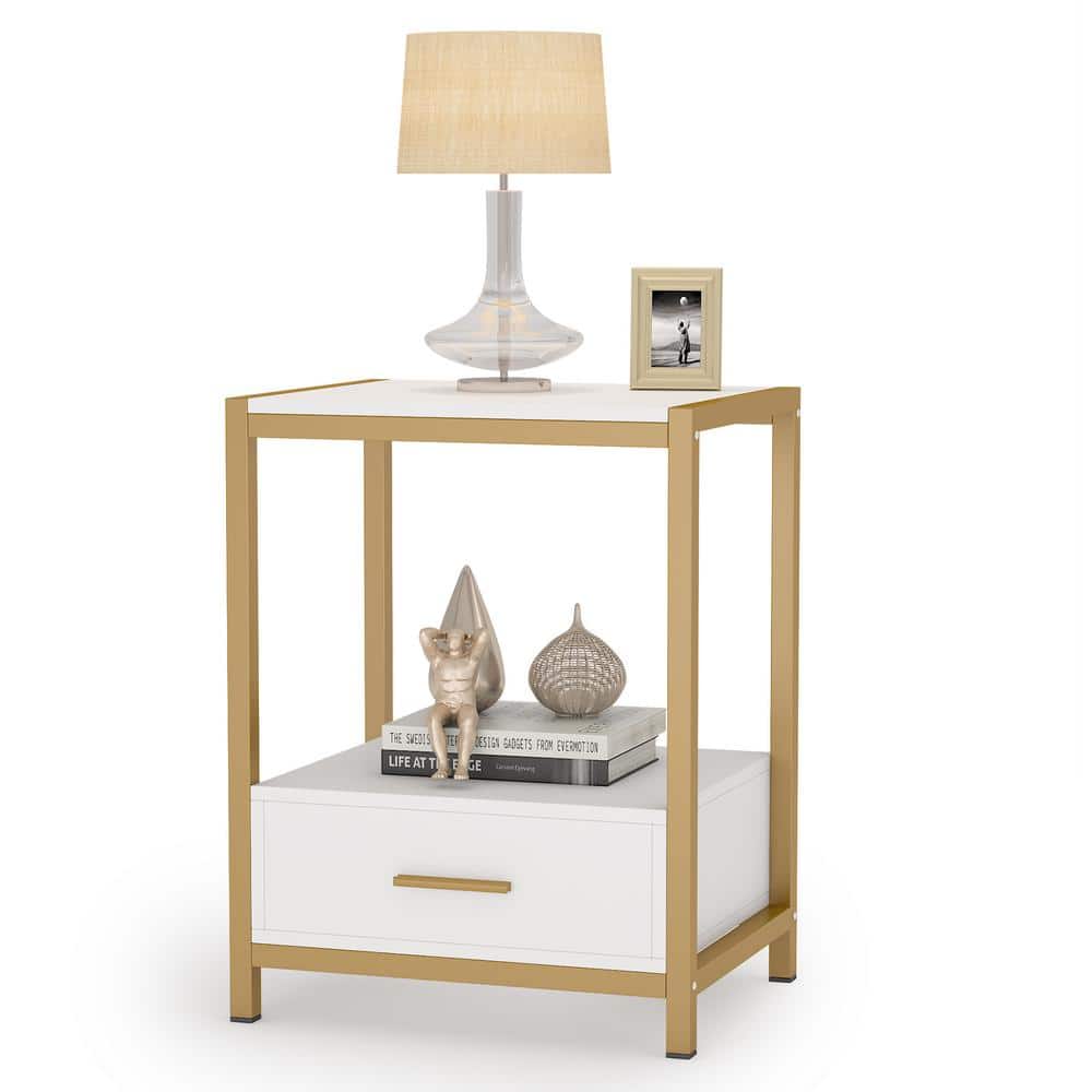 TRIBESIGNS WAY TO ORIGIN Ian 1-Drawer White Nightstand with Storage ...