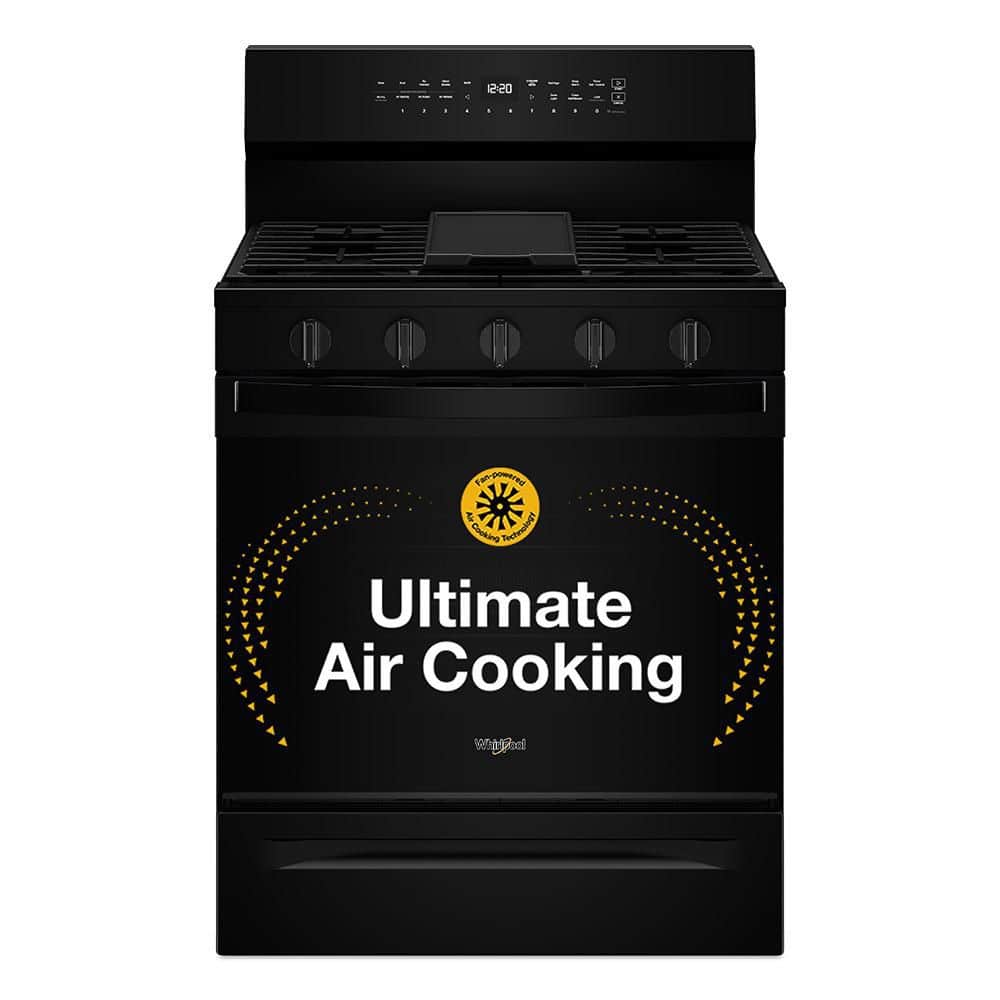 Whirlpool 30 in. 5-Burners Freestanding Gas Smart Range in Black with ...